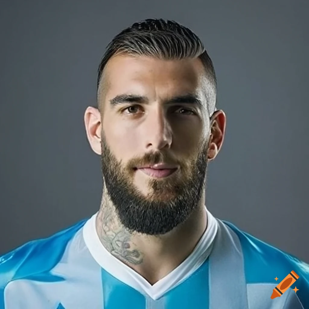 Portrait of a Spanish football player with beard and tattoos on Craiyon