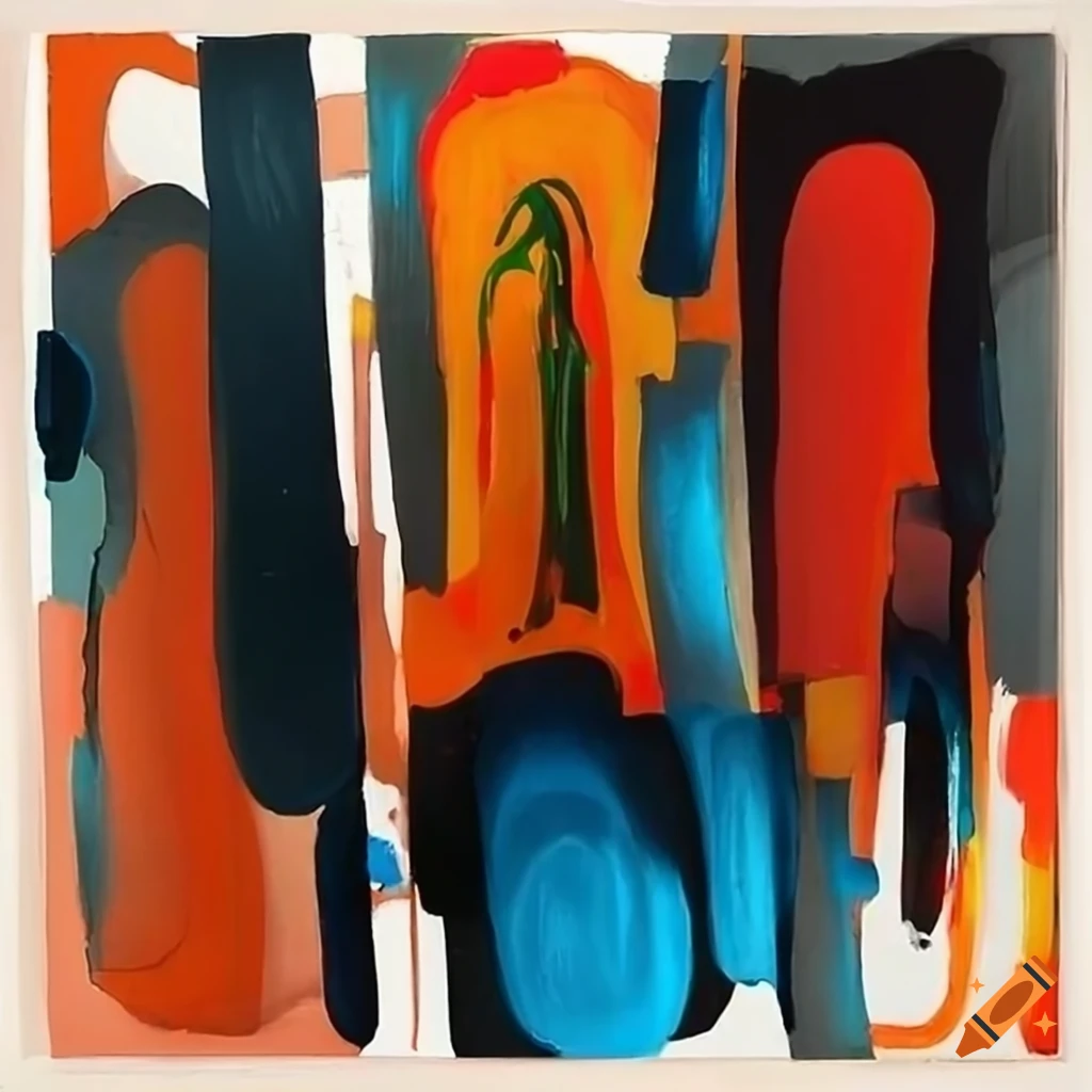 Abstract painting with bold strokes and ink lines on Craiyon