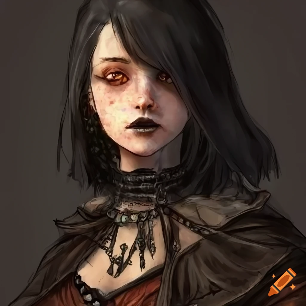 Gothic art of a young woman in cultist robes on Craiyon