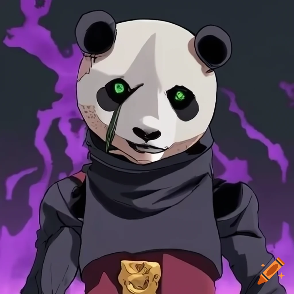 Mystical panda ninja with Jojo's Bizarre Adventures style on Craiyon