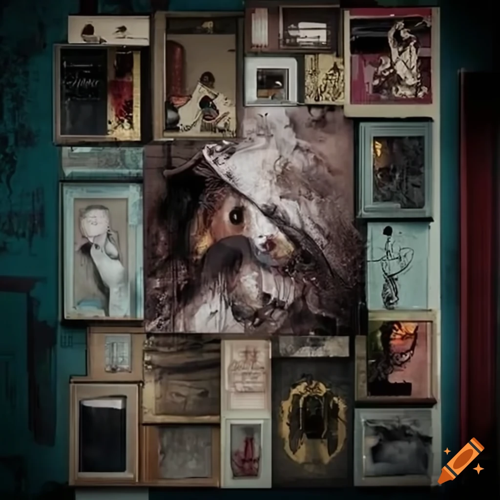 Collage of horror storyboards and concept art on Craiyon