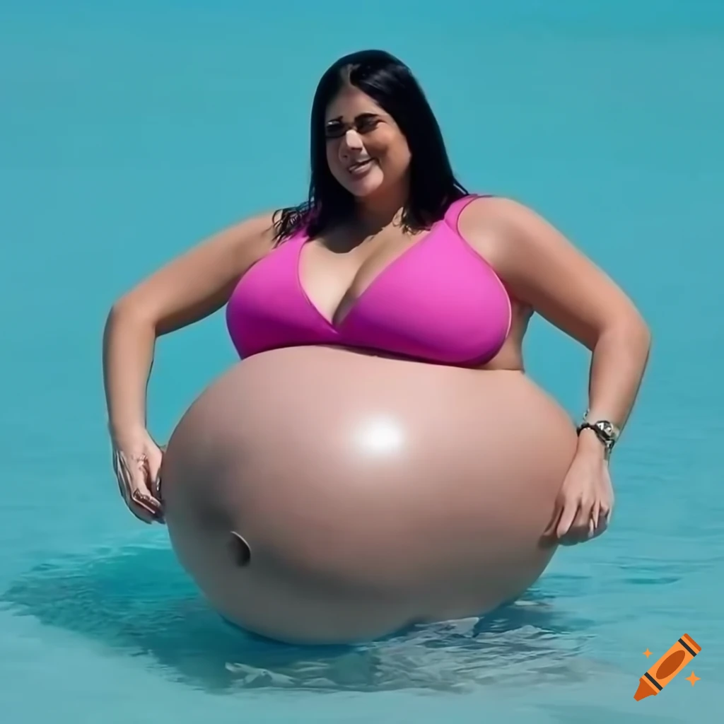 Camila cabello in a pink swimsuit showing her baby bump on Craiyon