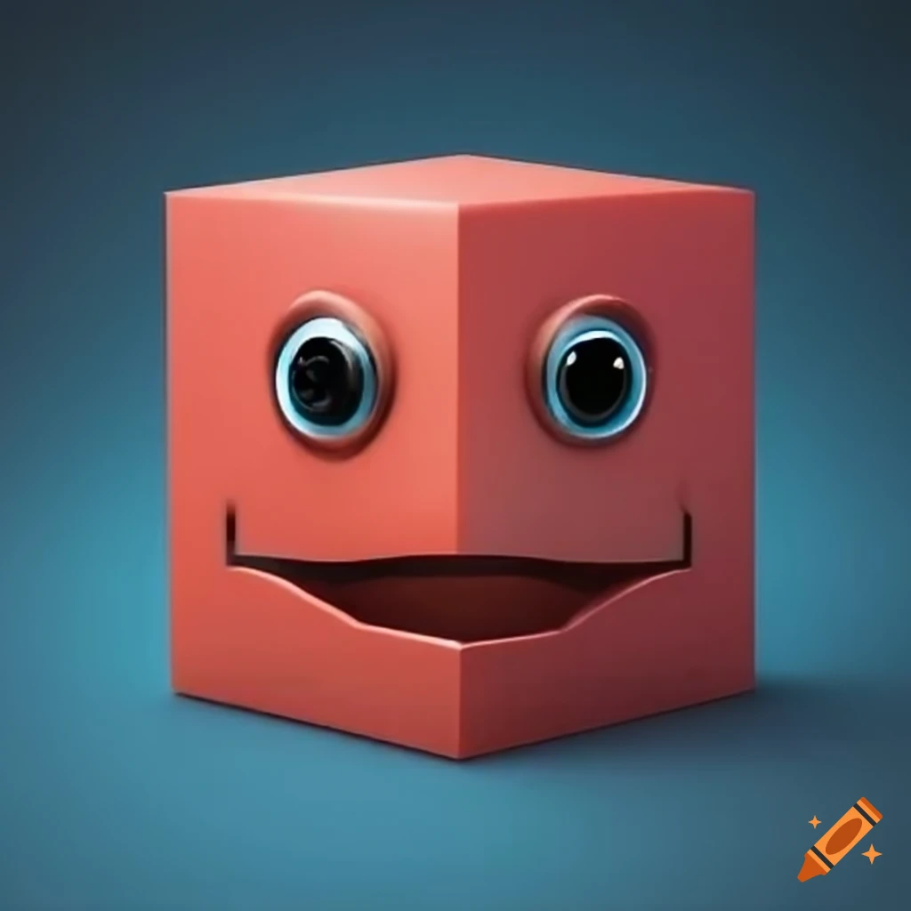 Abstract cube with a face on Craiyon