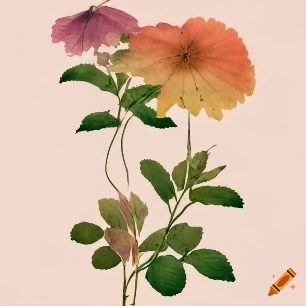 Colorful vintage botanical illustration of pressed flowers on Craiyon