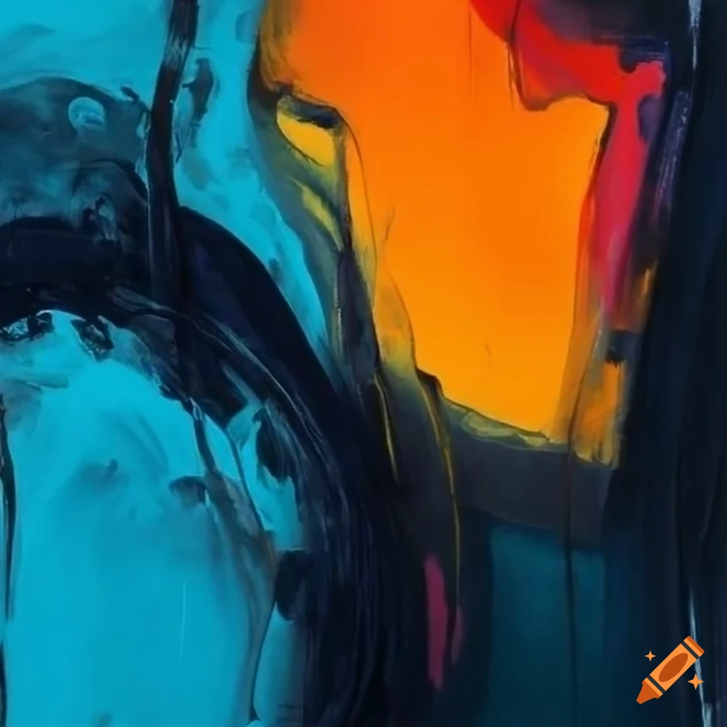 Abstract painting with bold strokes and ink lines on Craiyon