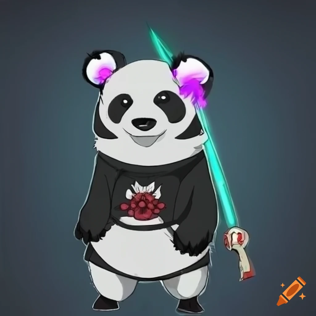 Anime-style ninja panda illustration on Craiyon