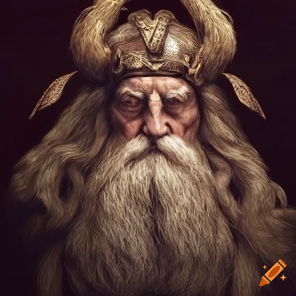 Illustration of Odin with his missing eye on Craiyon