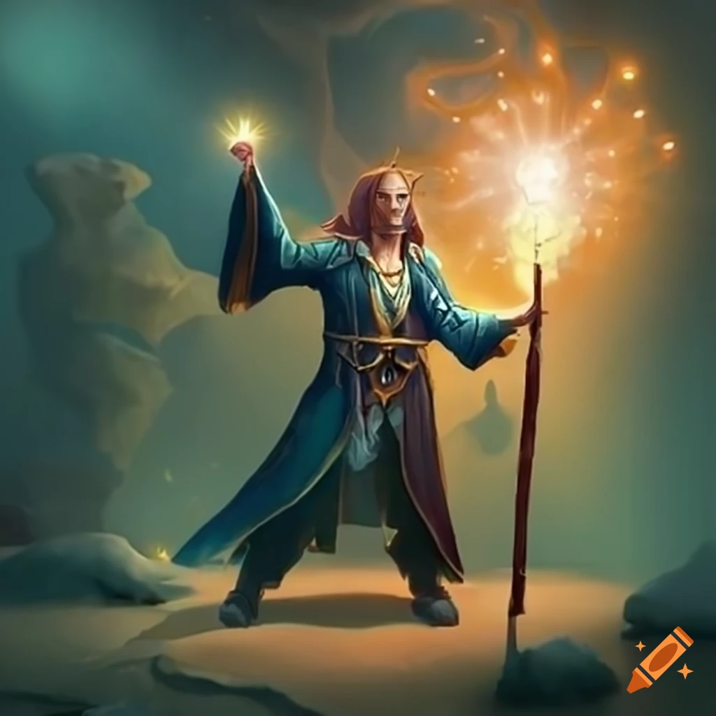 Image of a wizard summoning sunlight beams on Craiyon