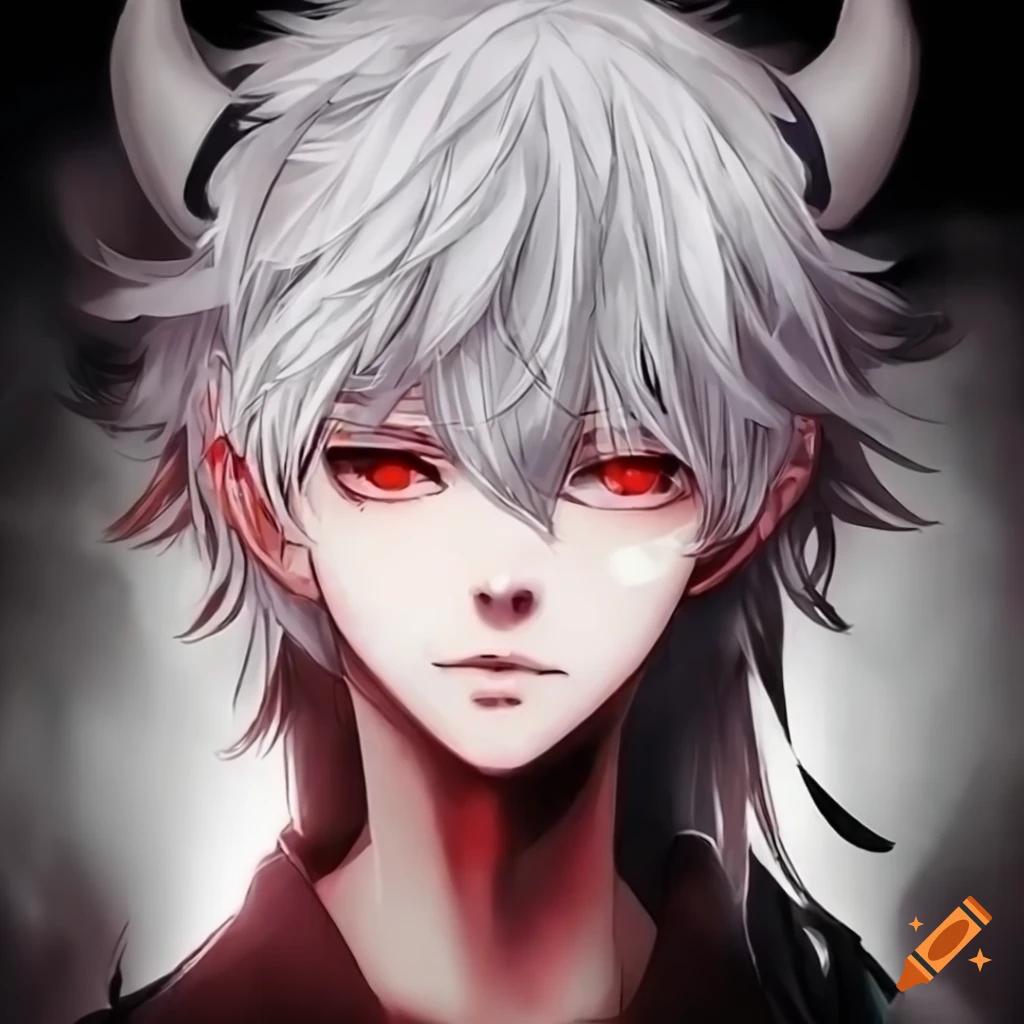 Portrait of an anime demon lord with black horns on Craiyon