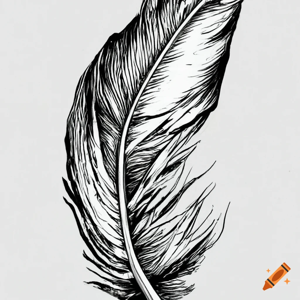 Pencil sketch of a feather on Craiyon
