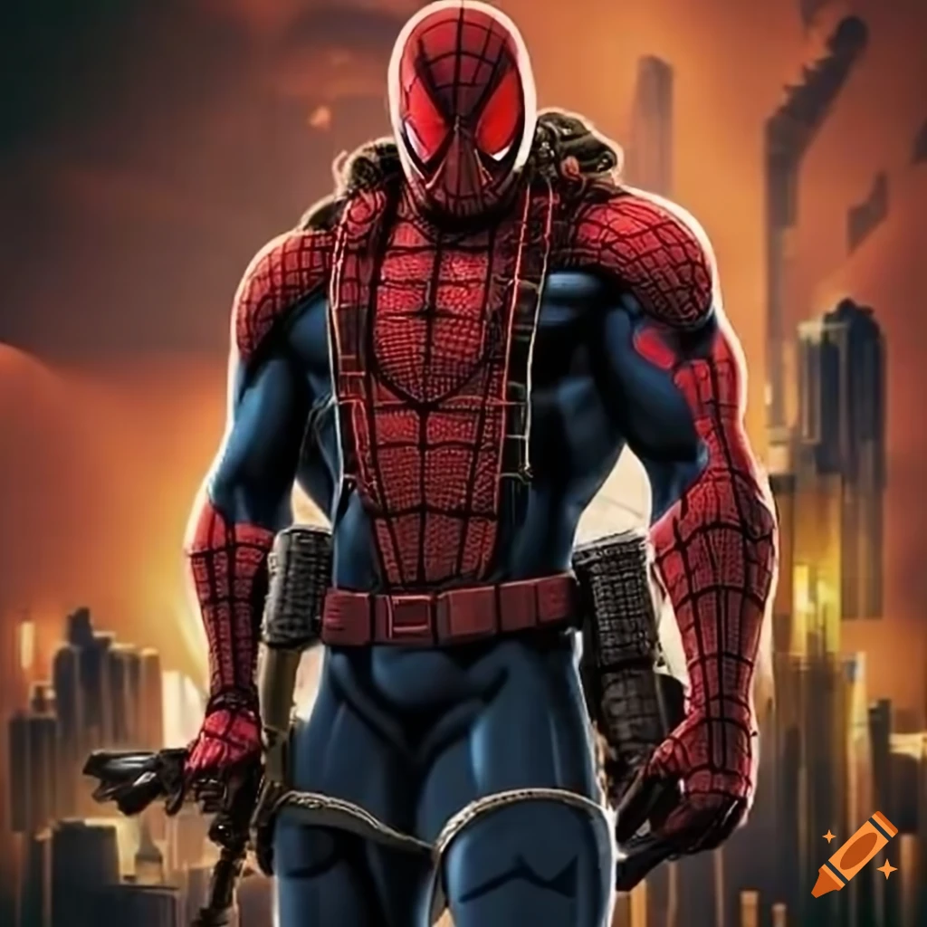 Spider-Man in a military costume on Craiyon