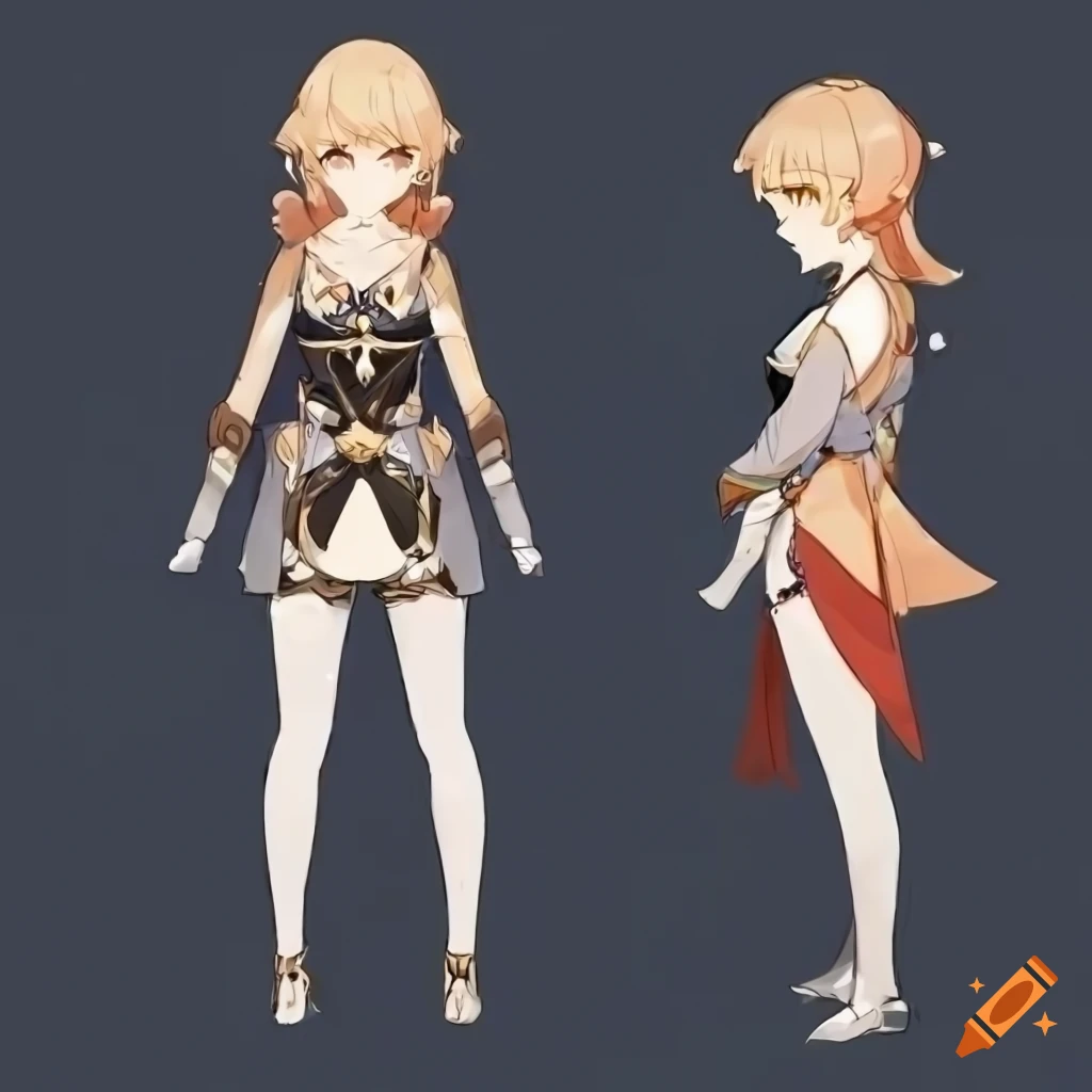 Character design sheet from Genshin Impact on Craiyon