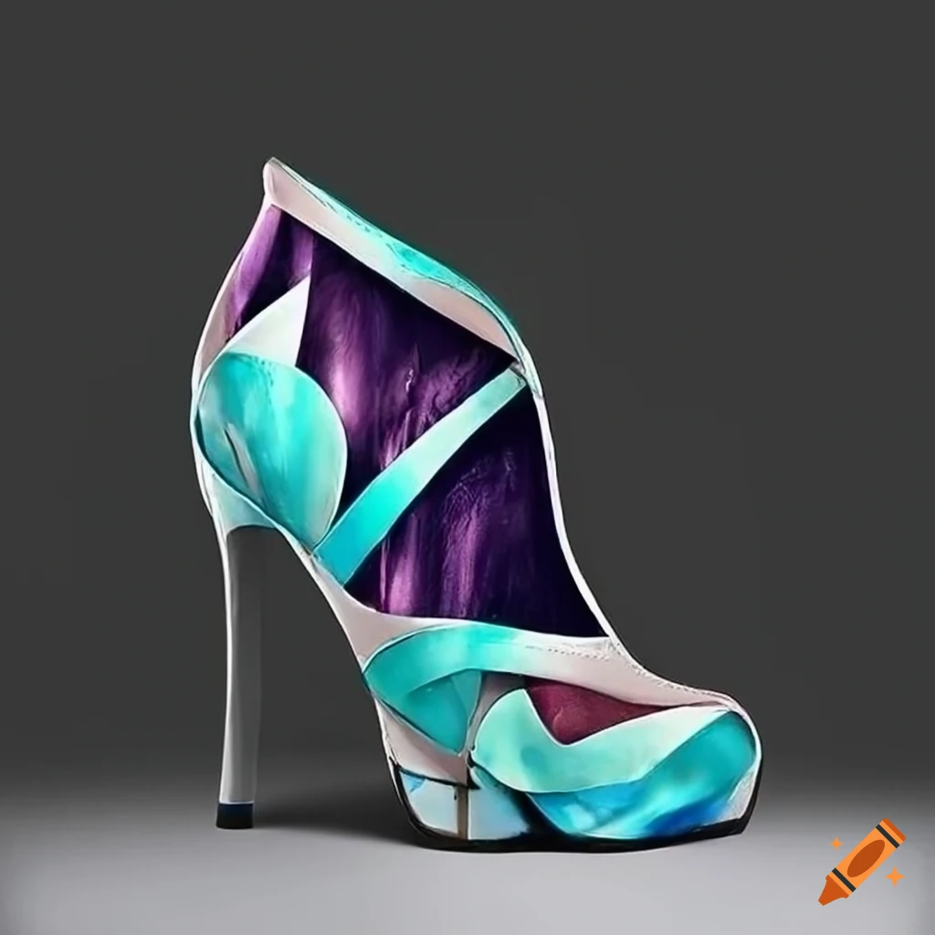 Abstract art design of futuristic women's heels on Craiyon