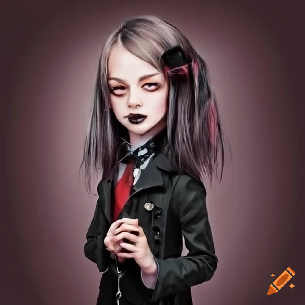 Smiling goth girls in stylish attire on Craiyon