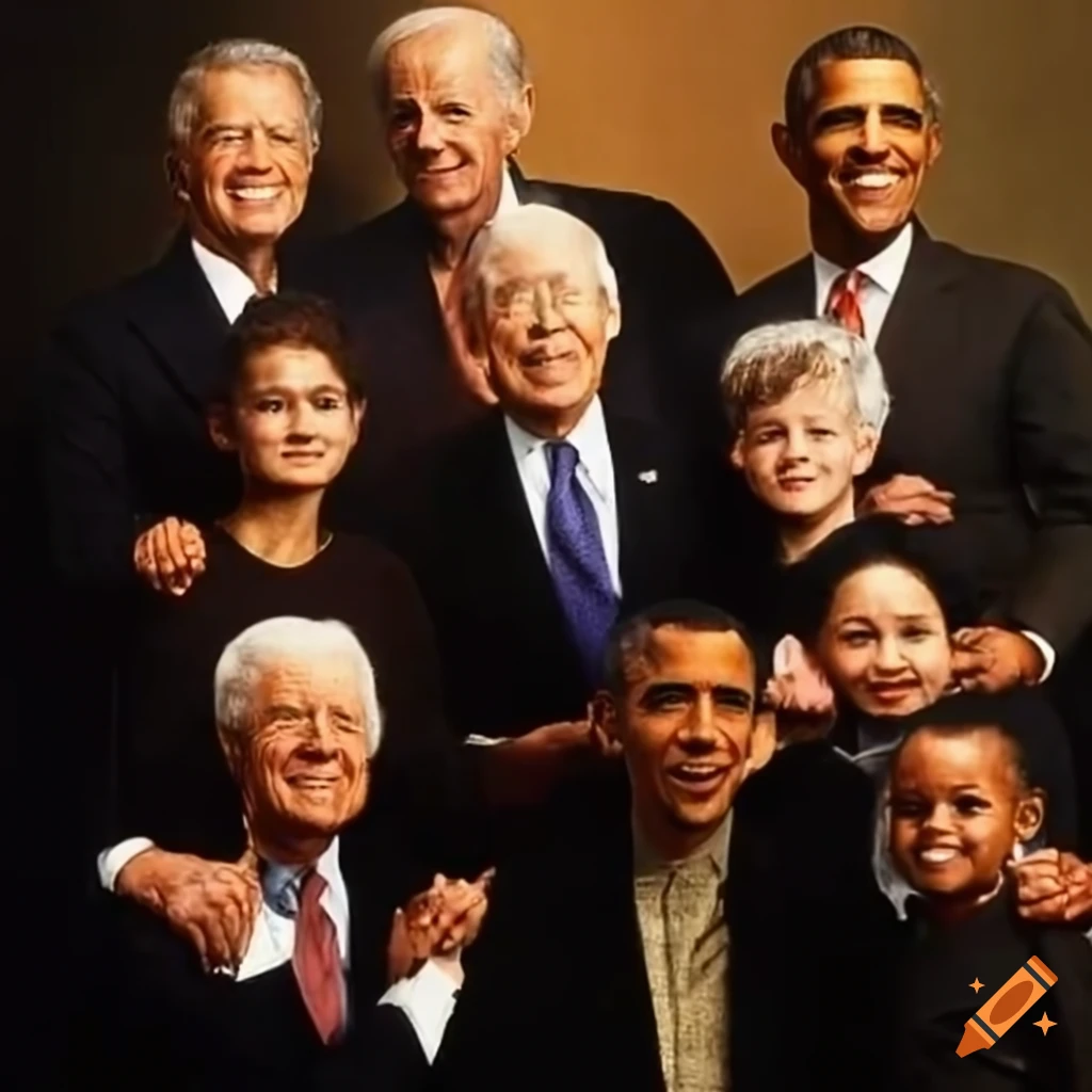 Group photo of Barack Obama, Jimmy Carter, Joe Biden, John Kennedy, and ...