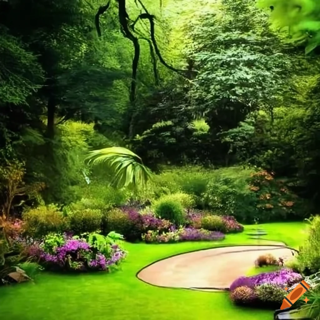 Gorgeous garden in natural setting on Craiyon