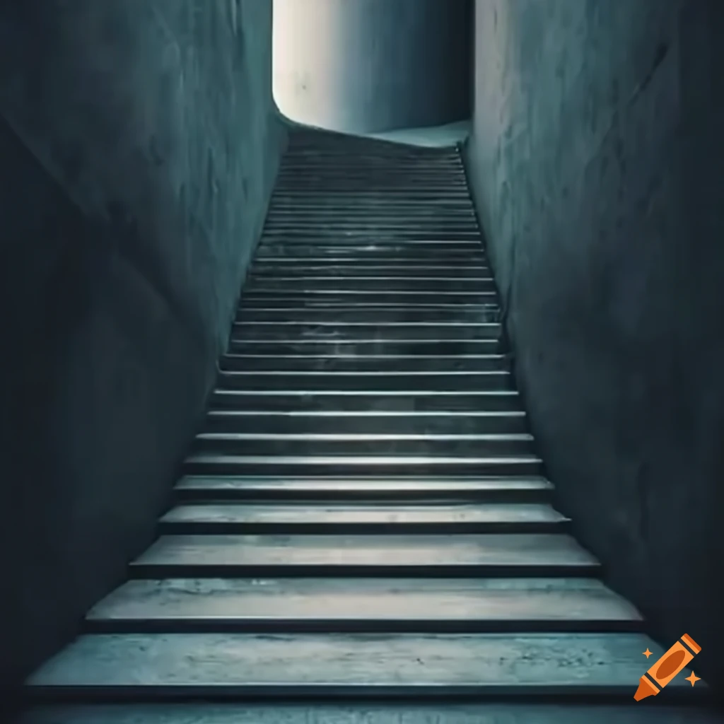 Infinity staircase in first person view on Craiyon