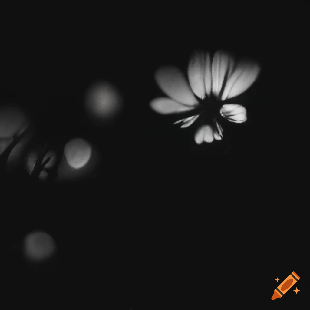 Grainy night vision photo of flowers on Craiyon