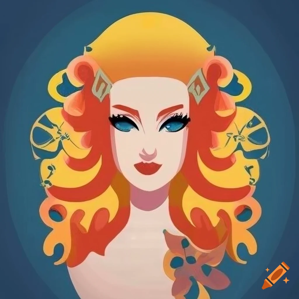 German art deco style mermaid illustration on Craiyon