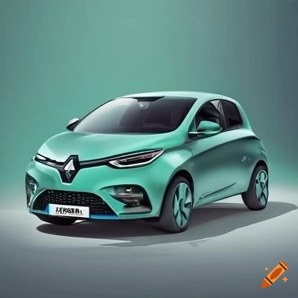 Green Renault car at the beach on Craiyon