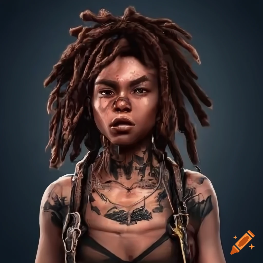 Dc style illustration of a black woman in post apocalyptic outfit on ...