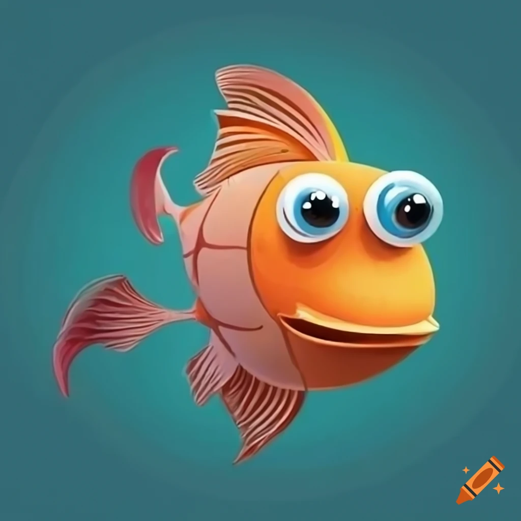 Cute and silly fish character on Craiyon