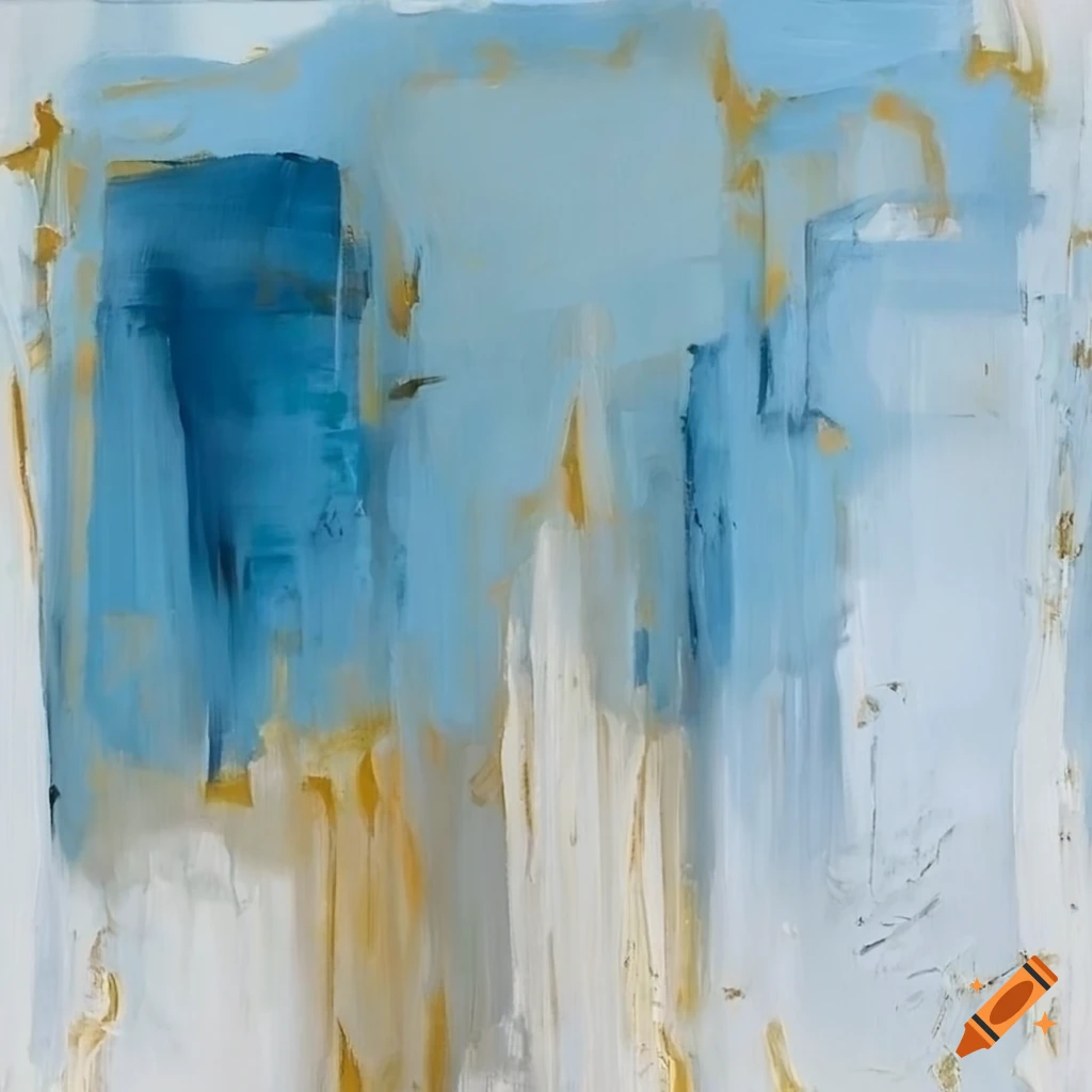 Abstract oil painting with pale blue and pale grey blocks on Craiyon