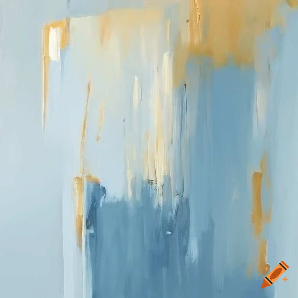 Abstract oil painting with pale blue and pale grey blocks on Craiyon