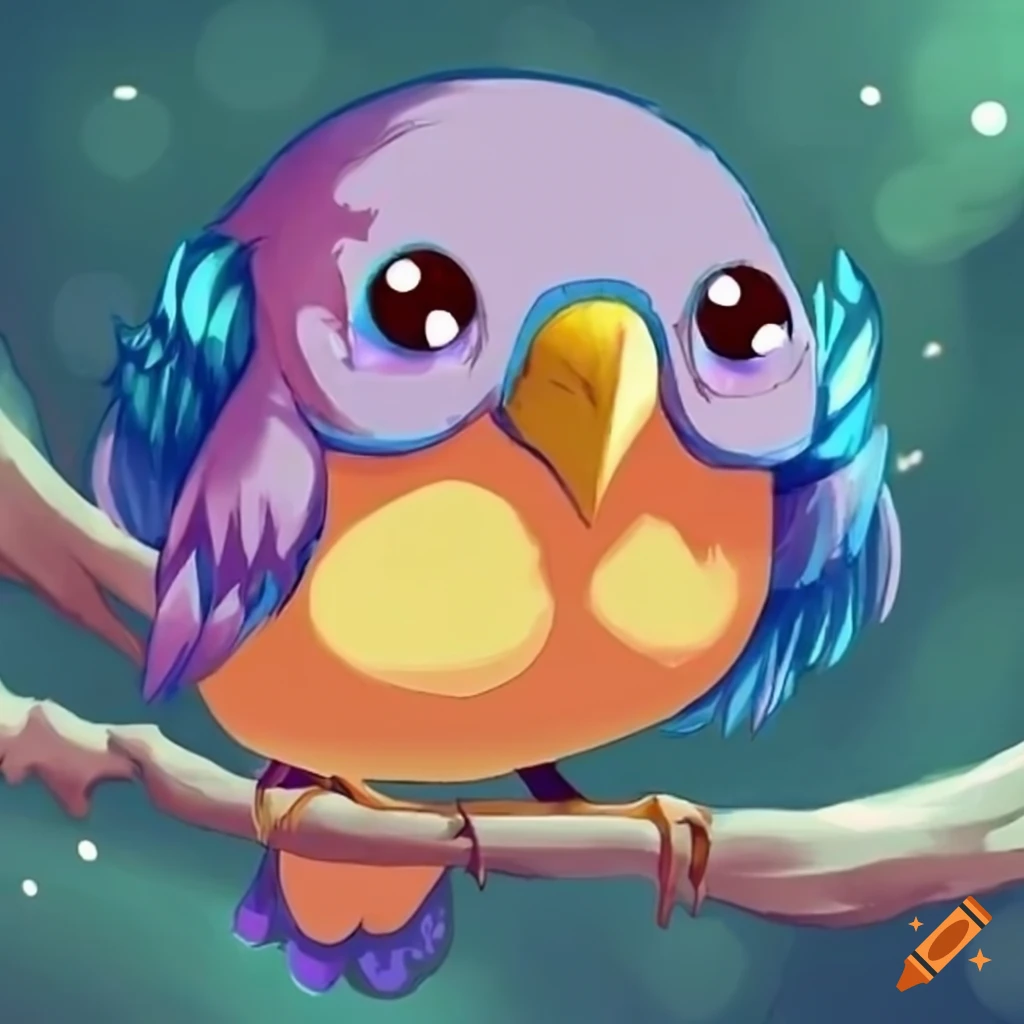 Cute anime-style bird illustration on Craiyon