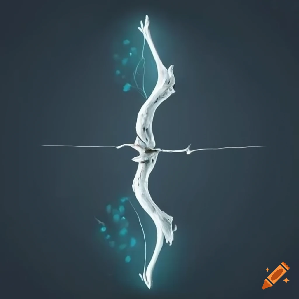 Image of a magical white longbow shooting glowing arrows on Craiyon