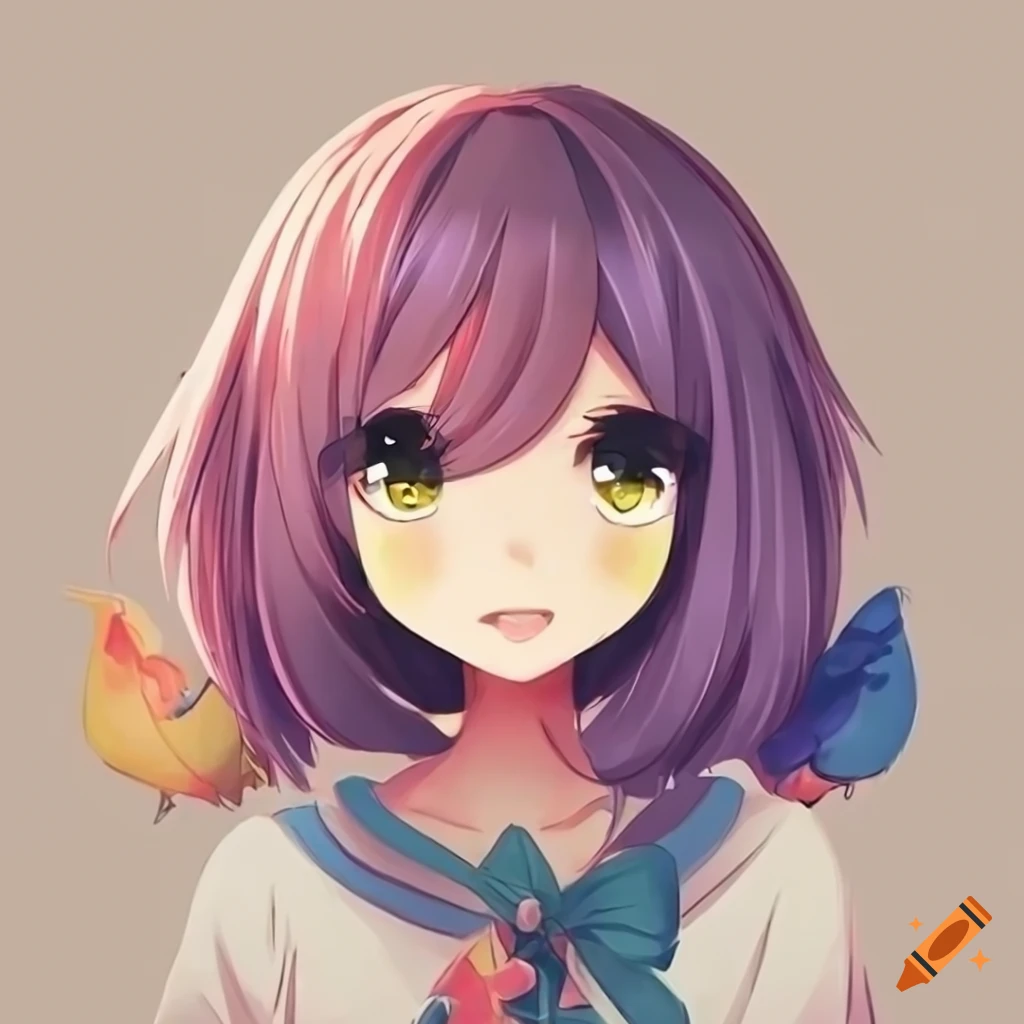 Cute anime-style bird character on Craiyon