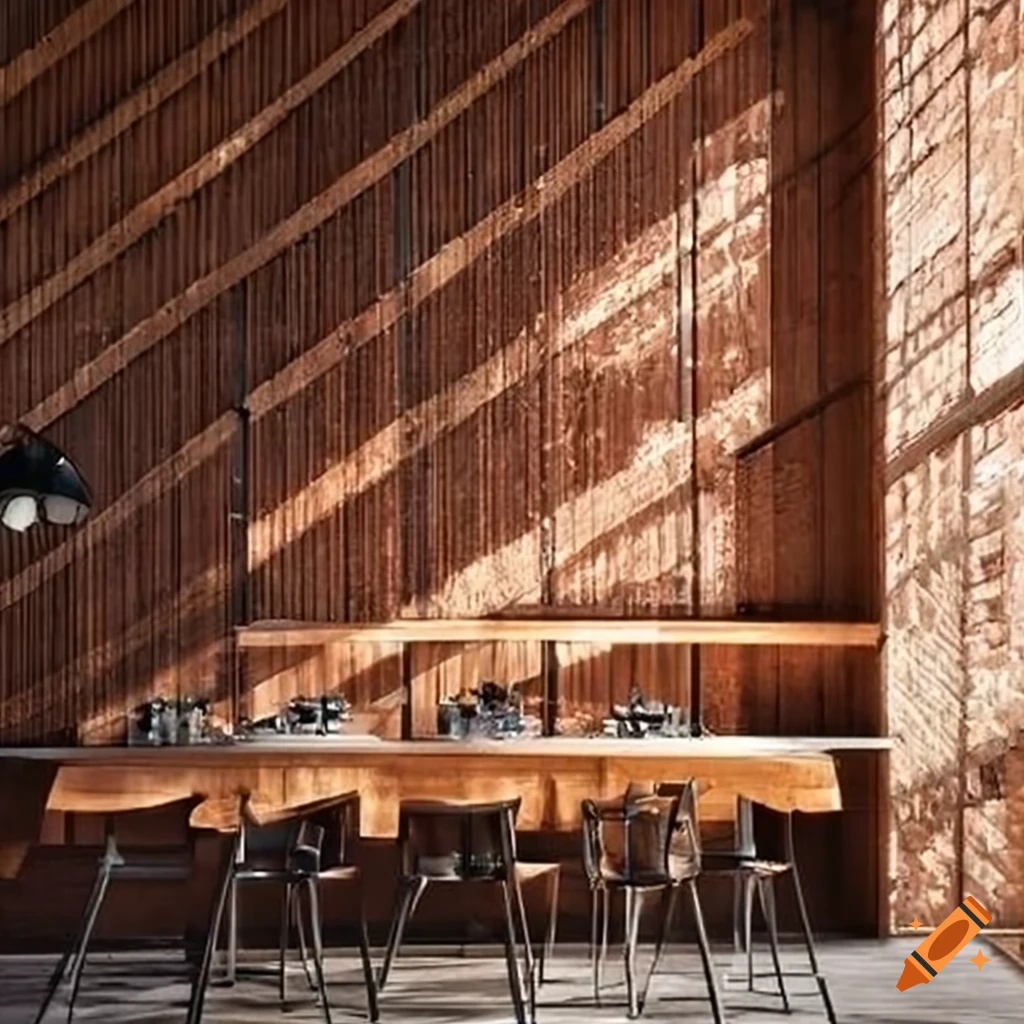 Modern restaurant waiting area with greenery features on Craiyon