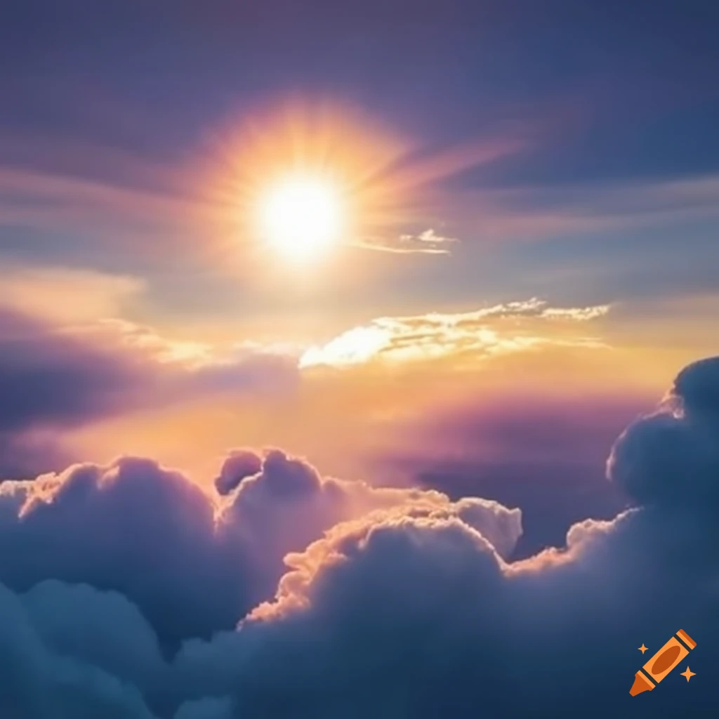 Sunlight streaming through clouds on Craiyon