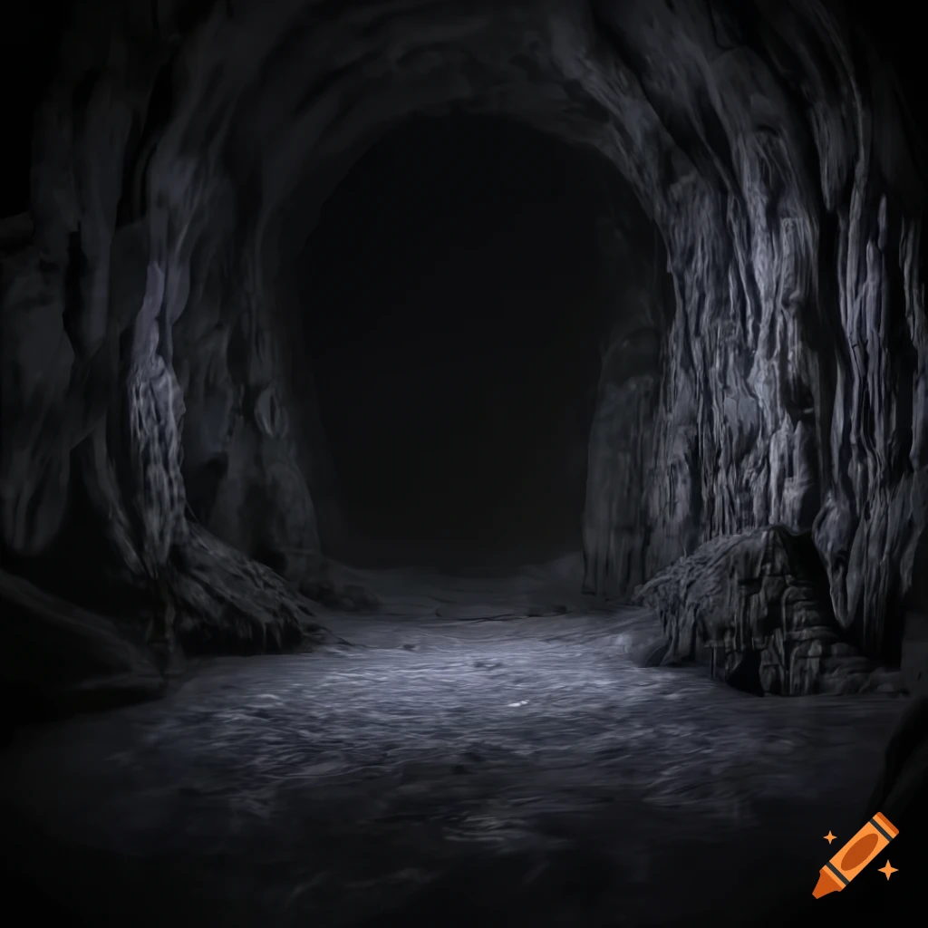 Dark cavern with a vast empty space on Craiyon