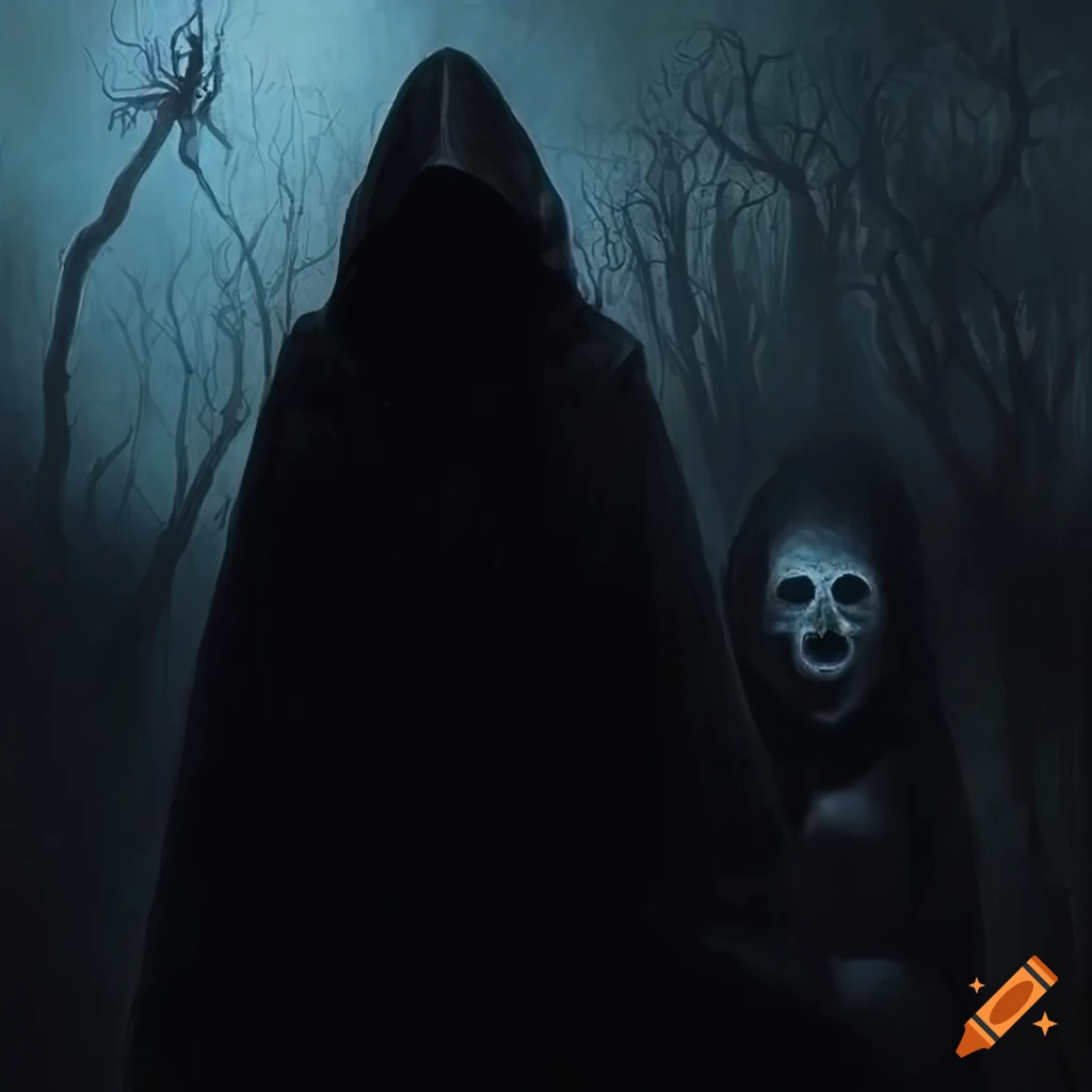 Image of hooded beings in a desolate wasteland on Craiyon