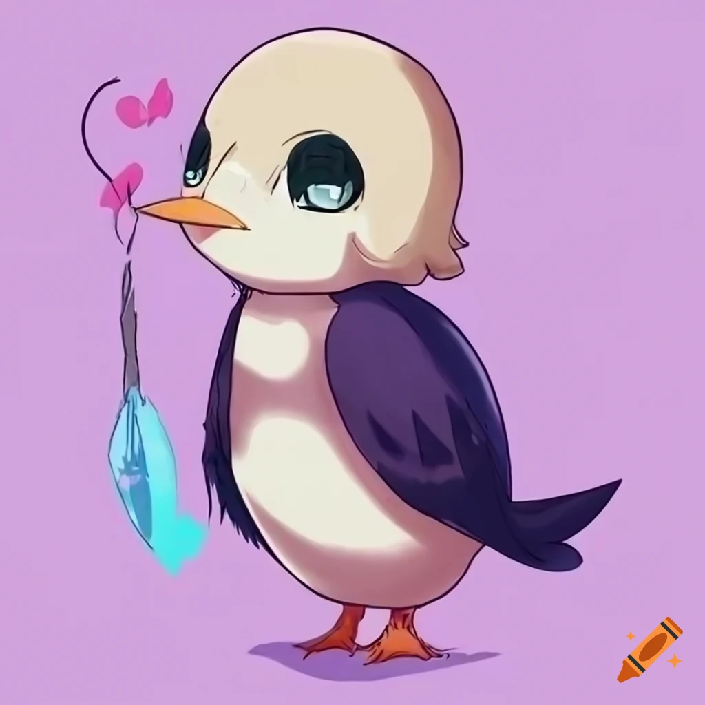 Cute anime-style bird illustration on Craiyon