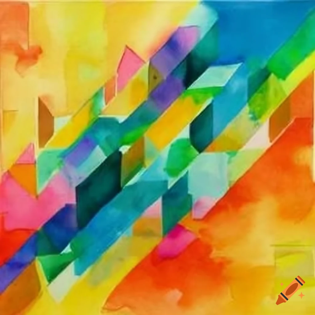 Geometrical abstract watercolor painting on Craiyon