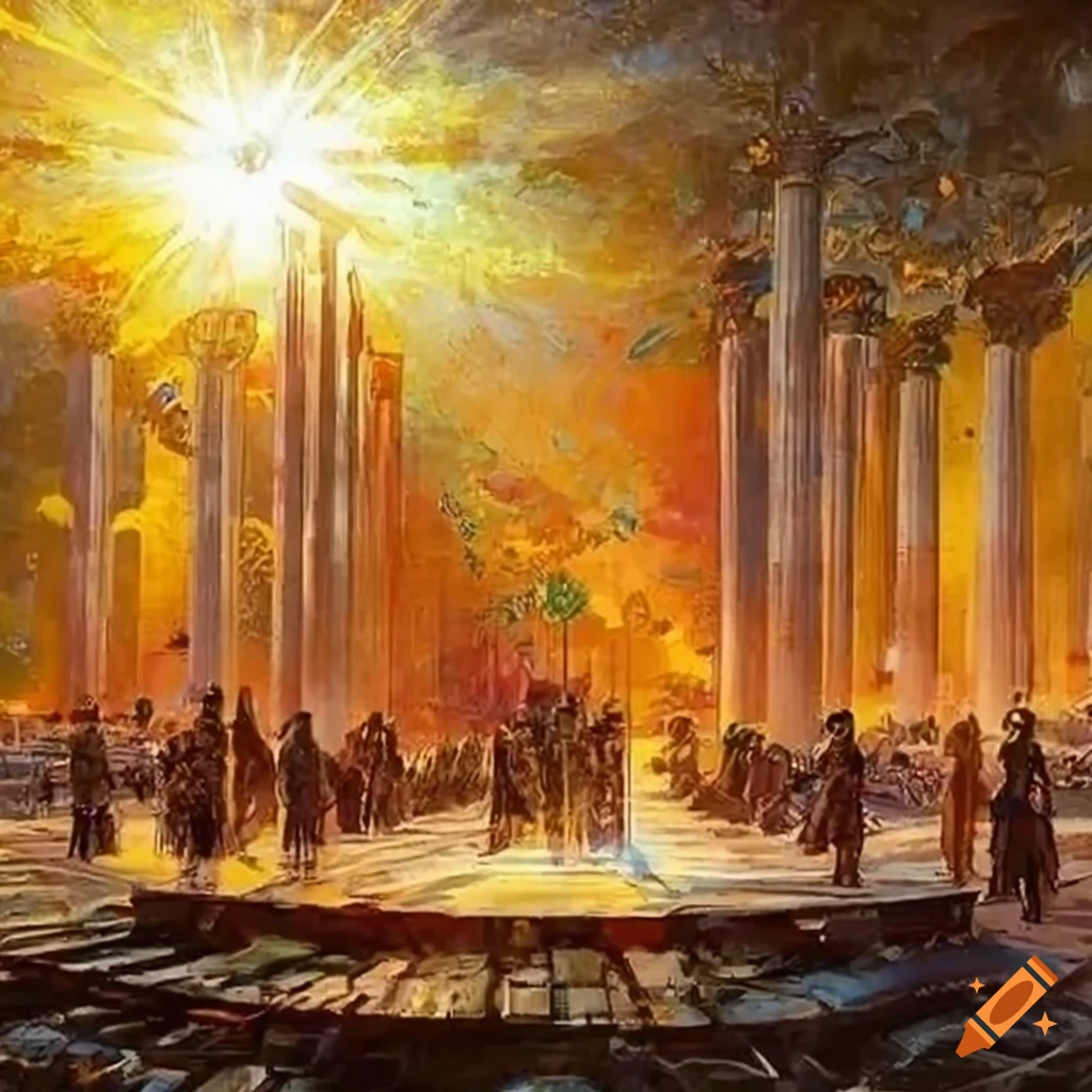 Ultrarealistic artwork of a Roman emperor in a Phoenician temple on Craiyon