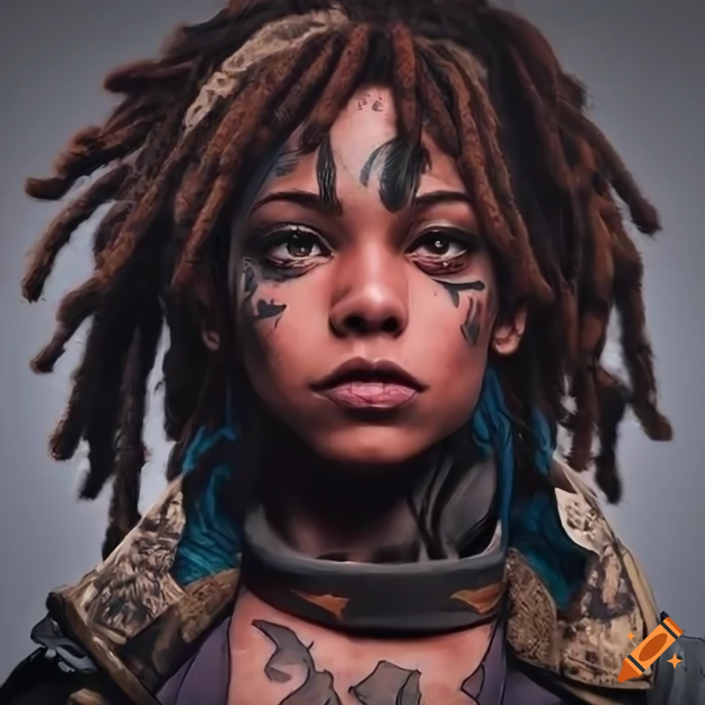 Dc comic style illustration of a black woman with dreadlocks and ...