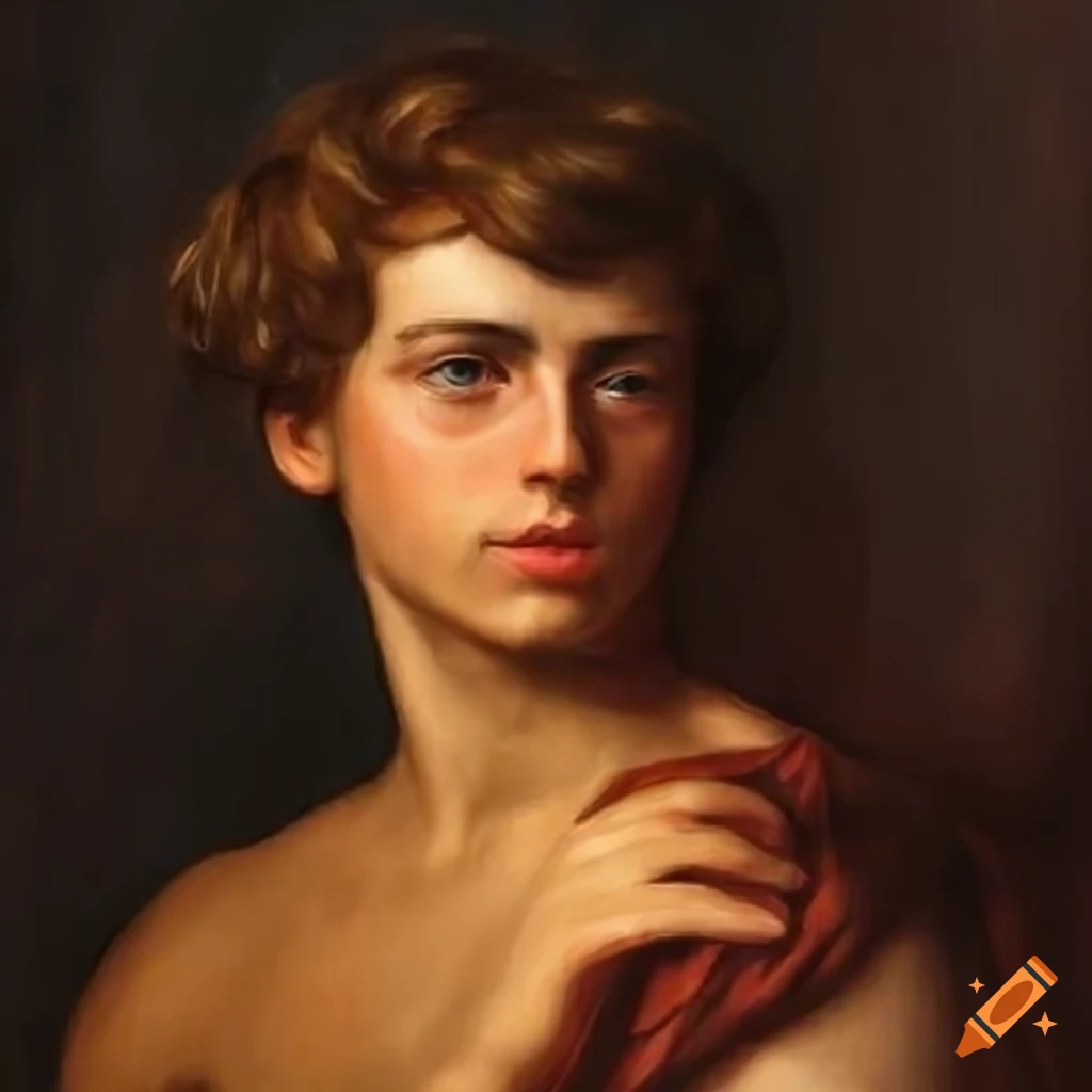 Detailed oil painting of a confident male god on Craiyon