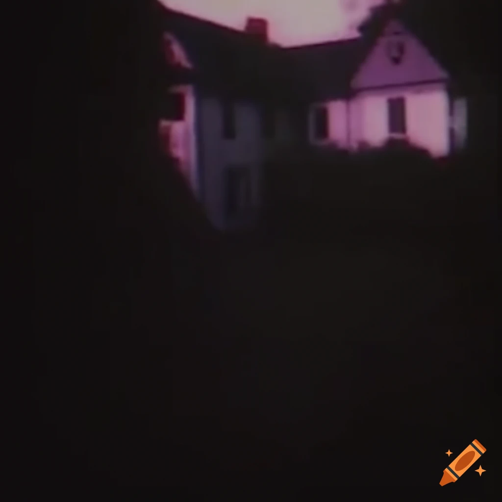 VHS style alien abduction outside a house on Craiyon