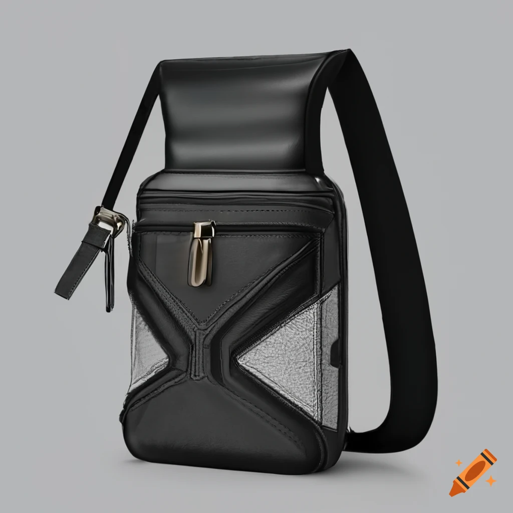 Concept drawing of a futuristic cross body bag on Craiyon