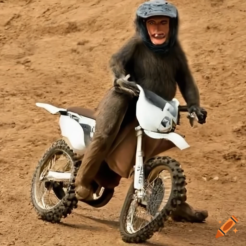 Monkey riding a dirt bike on Craiyon