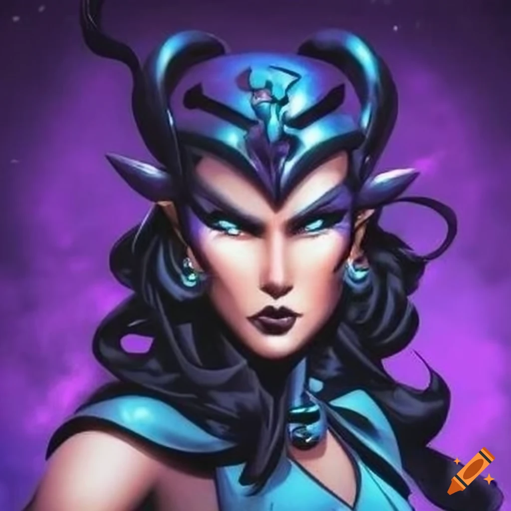 Character artwork of evil lyn in simon bisley style