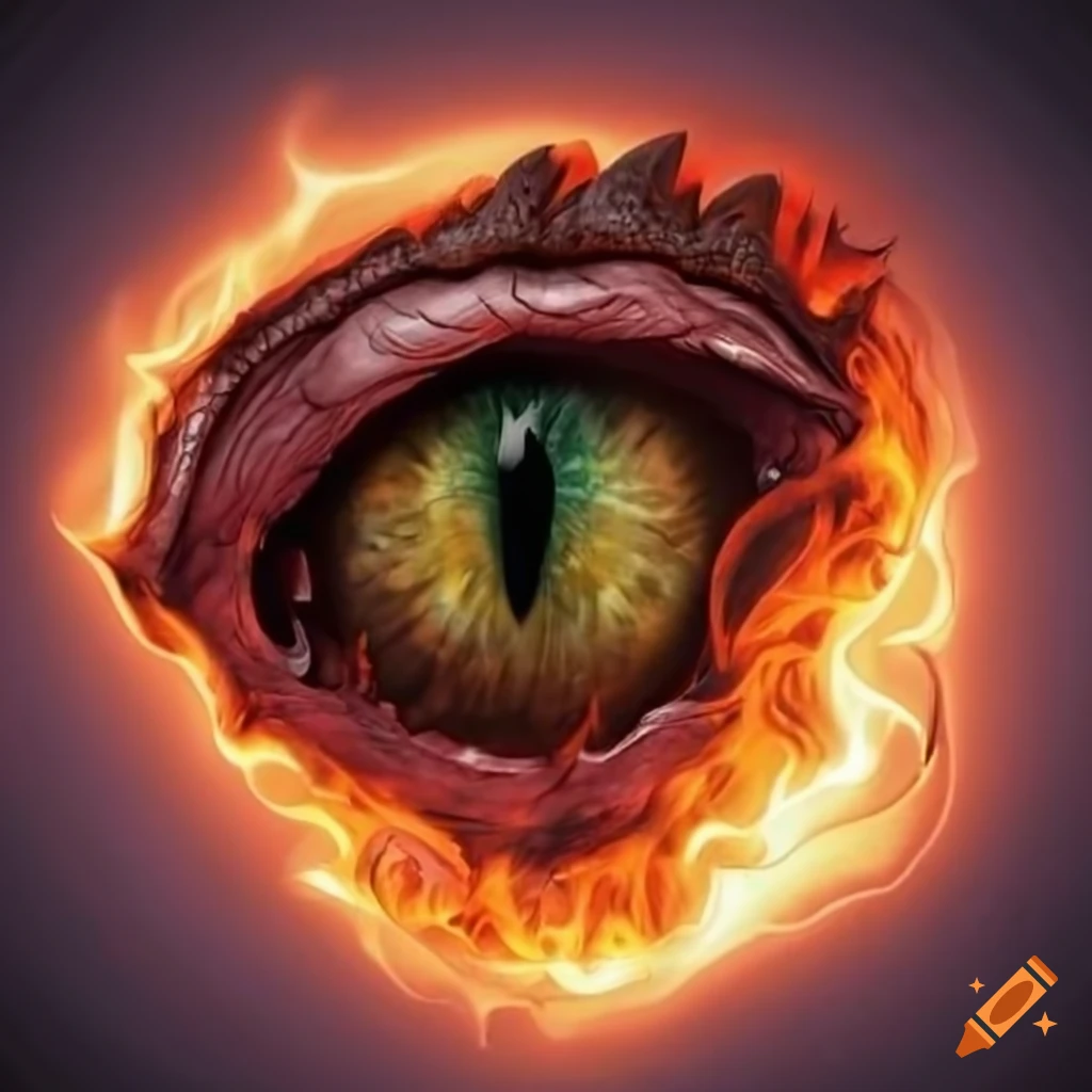 Dragon eye in a circle of fire on Craiyon