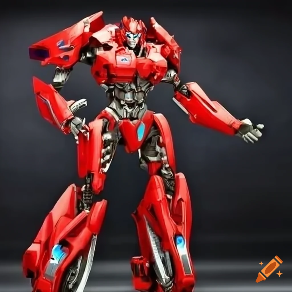 Photograph of a red female autobot with a prius-like transformation on ...