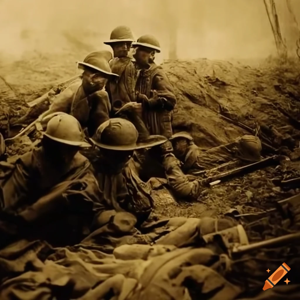 Photo of soldiers in trenches during wwi on Craiyon