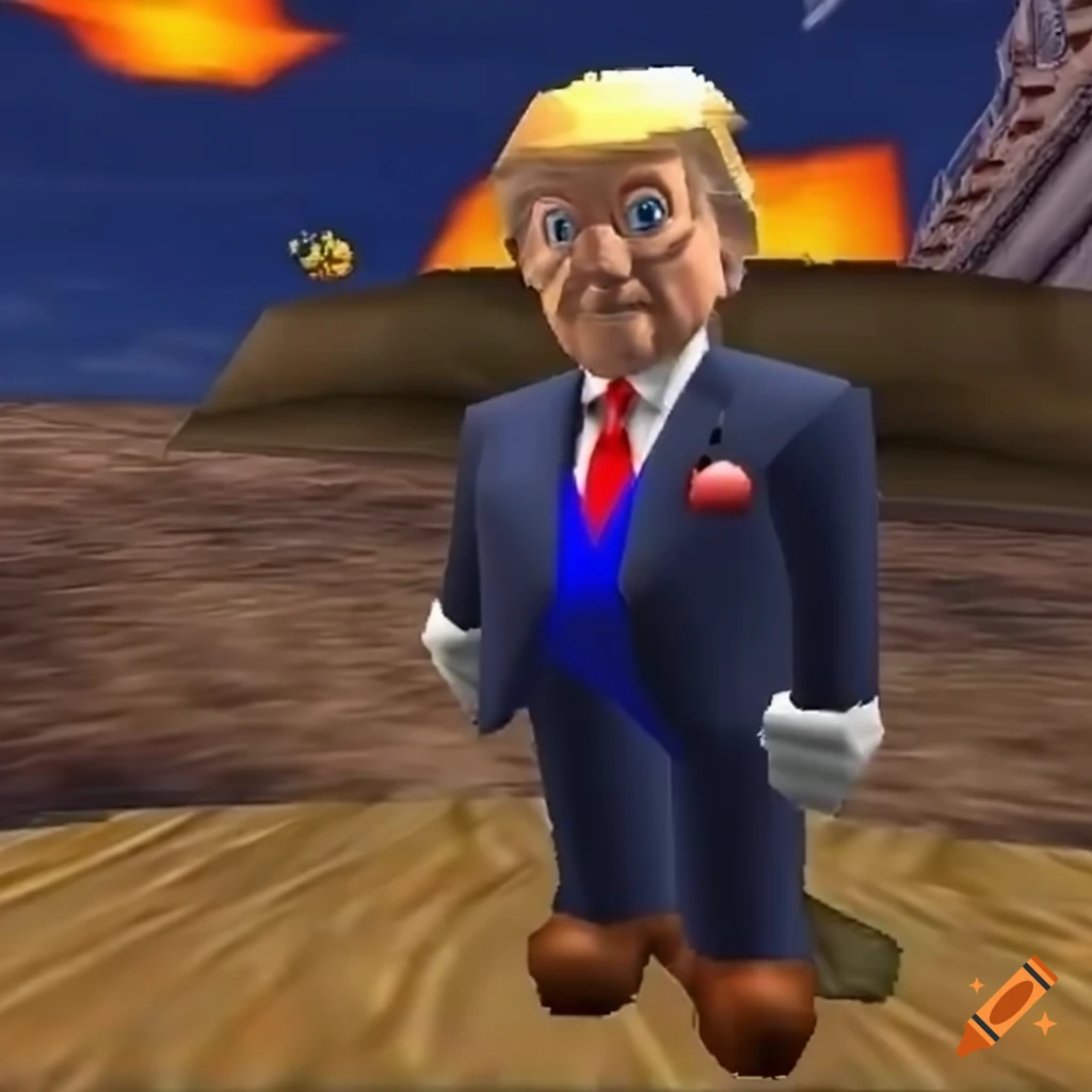Screenshot of donald trump in super mario 64 on Craiyon