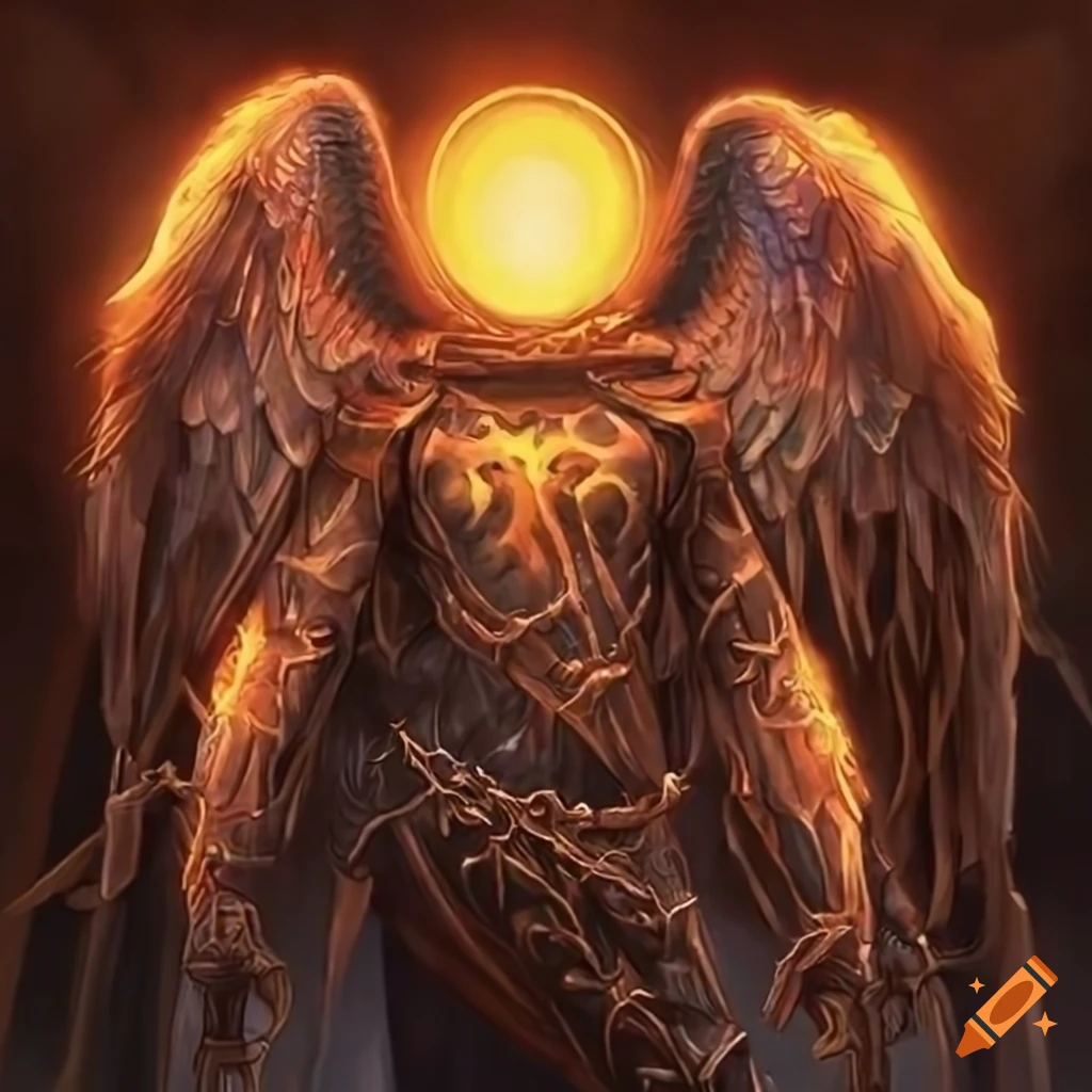 Image of a chained angel with corrupted aura on Craiyon