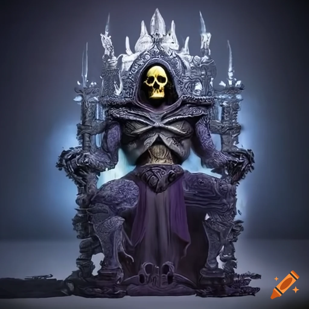 Skeletor as a king on a throne in the shadow world on Craiyon